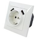 Single recessed socket + 2 USB White | Garsaco